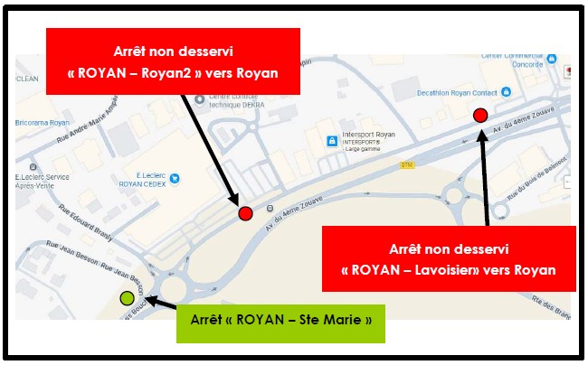 Travaux zone commerciale Royan 2 - Lignes 2 et 7 modifiées